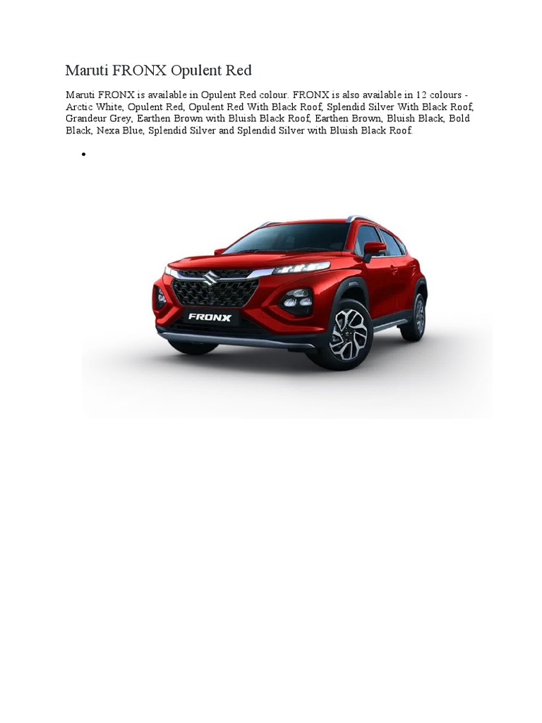 Maruti FRONX Opulent Red | PDF