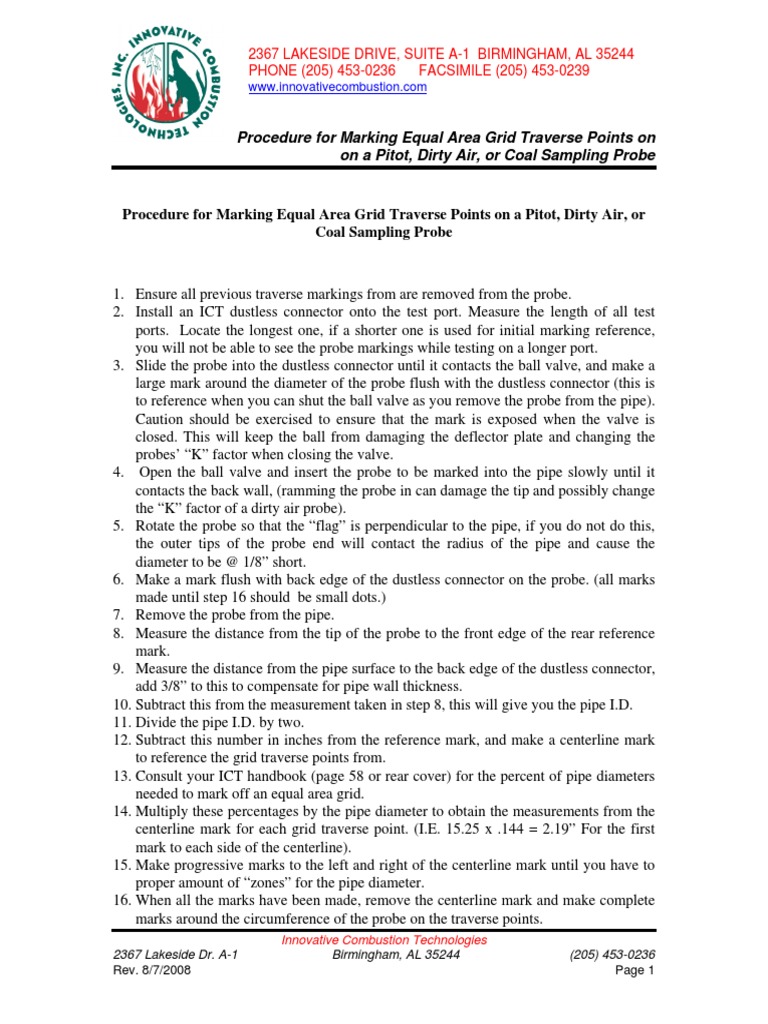 Procedure For Marking Equal Area Grid Traverse Points On A Probe | PDF ...