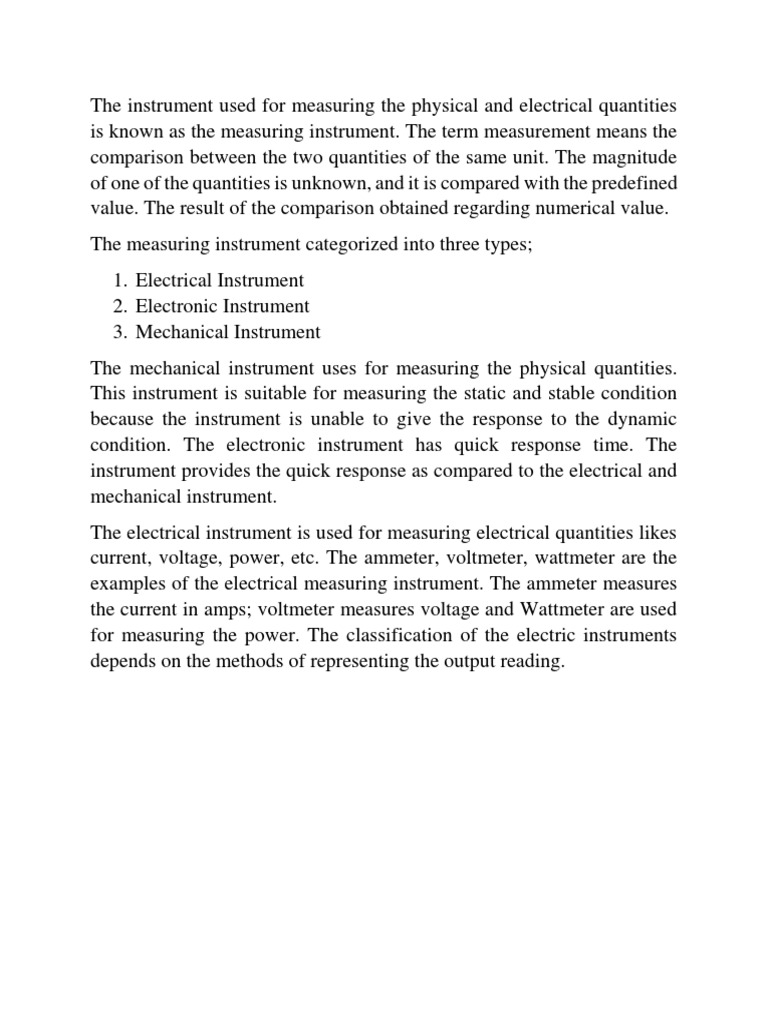 Classification Of Measuring Instrument Pdf