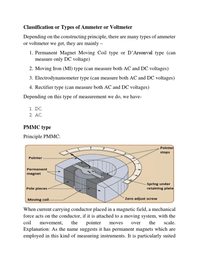 Ammeter and Voltmeter Types | PDF