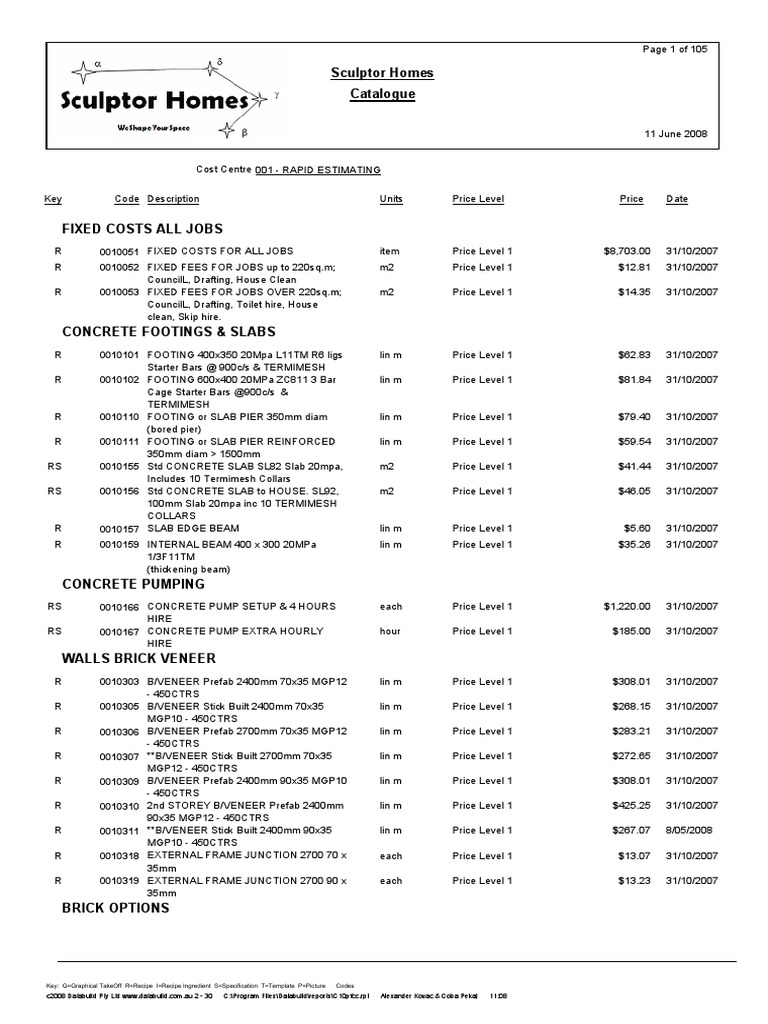 Databuild Price File | PDF