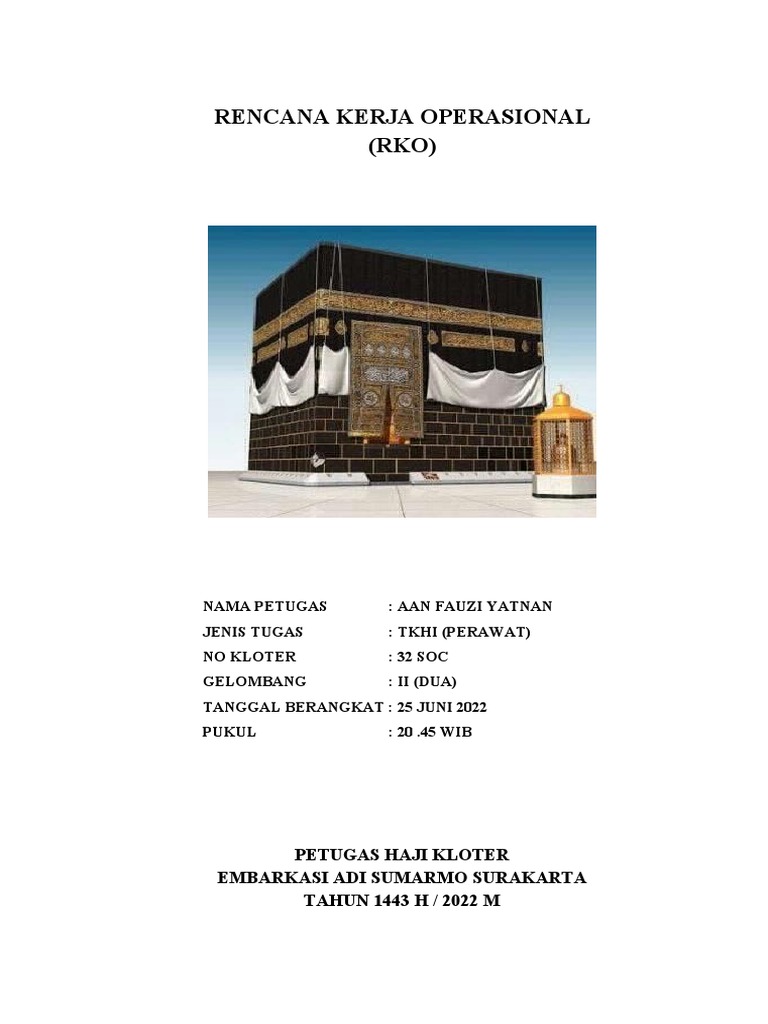 Rencana Kerja Operasional Tkhi 2022 Cover | PDF