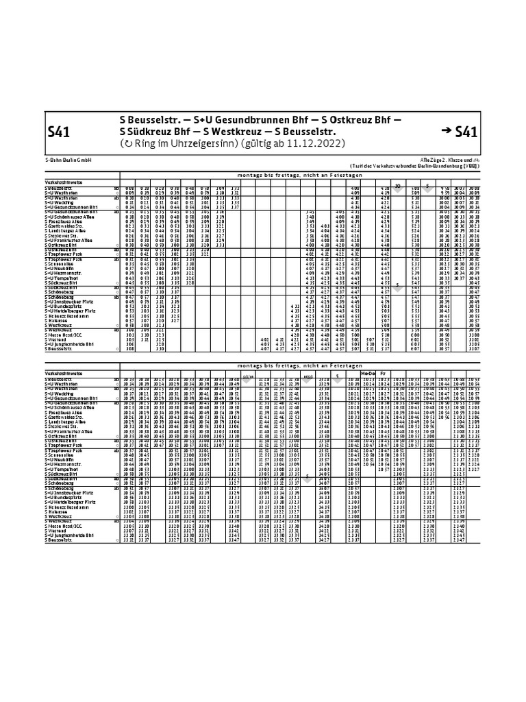 Fahrplan S41 | PDF