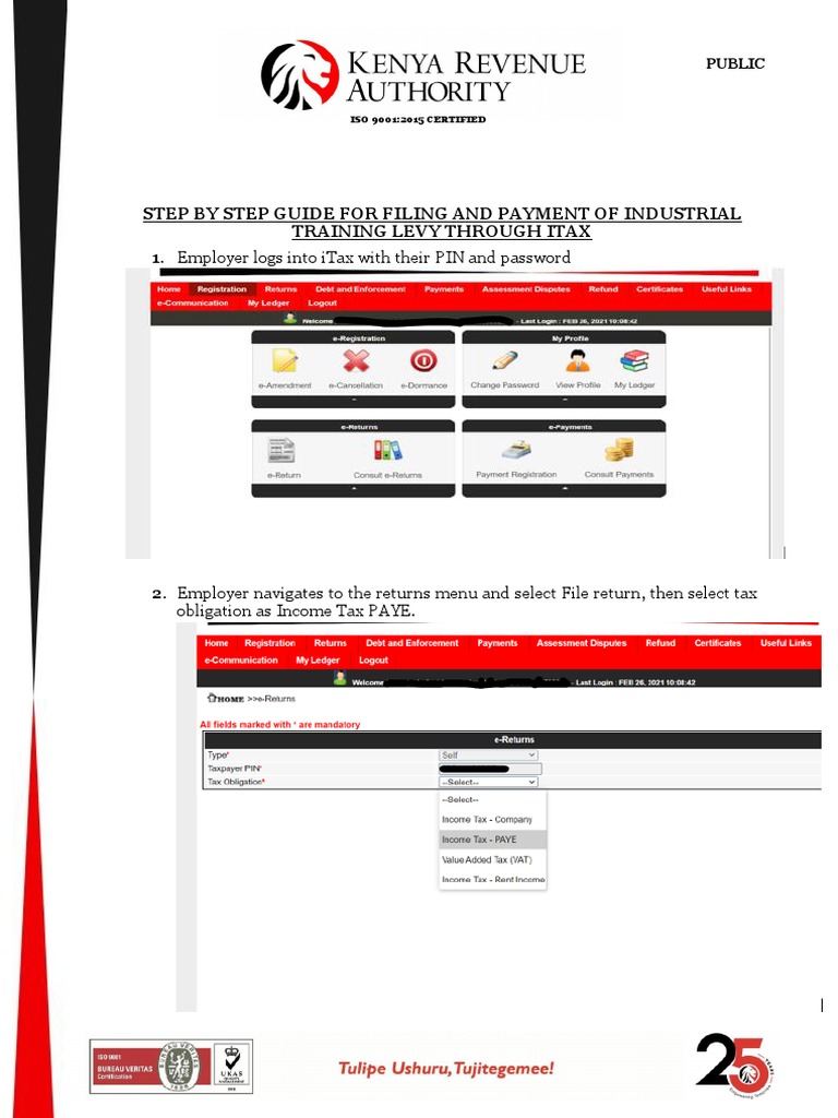 Step by Step Guide For Filing and Payment of Industrial Training Levy Through Itax | PDF ...