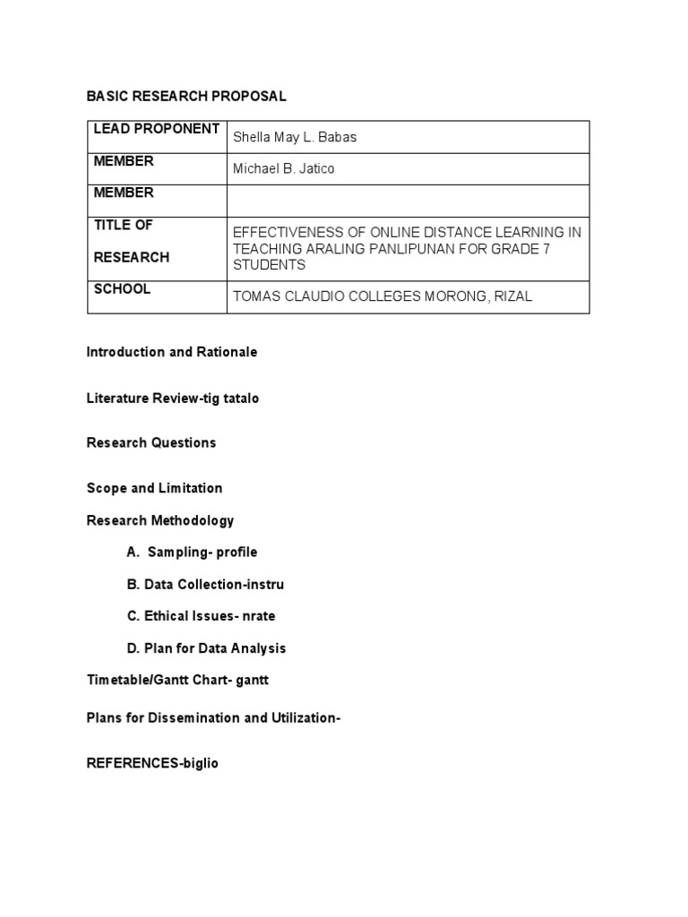 Basic Research Proposal Template | PDF