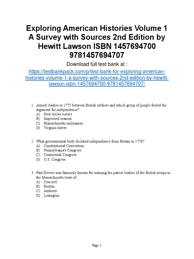 Exploring American Histories Volume 1 A Survey With Sources 2nd Edition ...