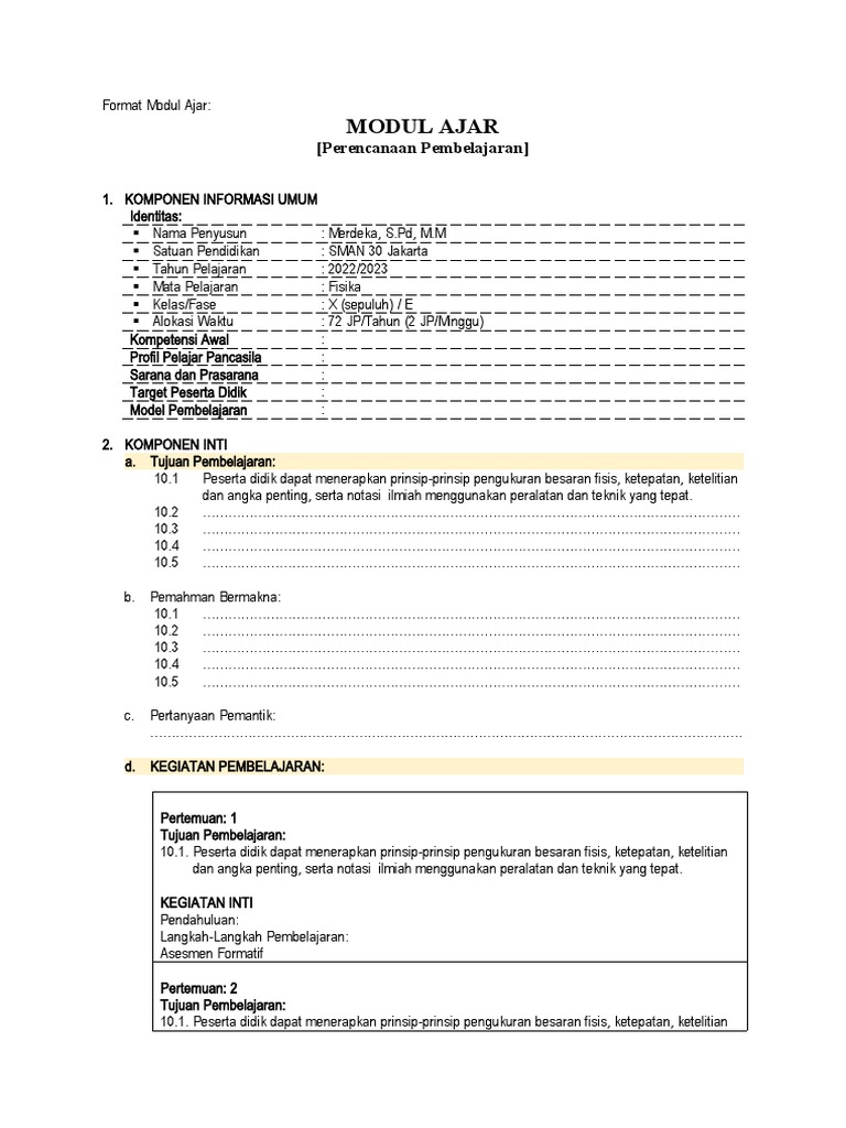 LK.3 - Format Modul Ajar | PDF