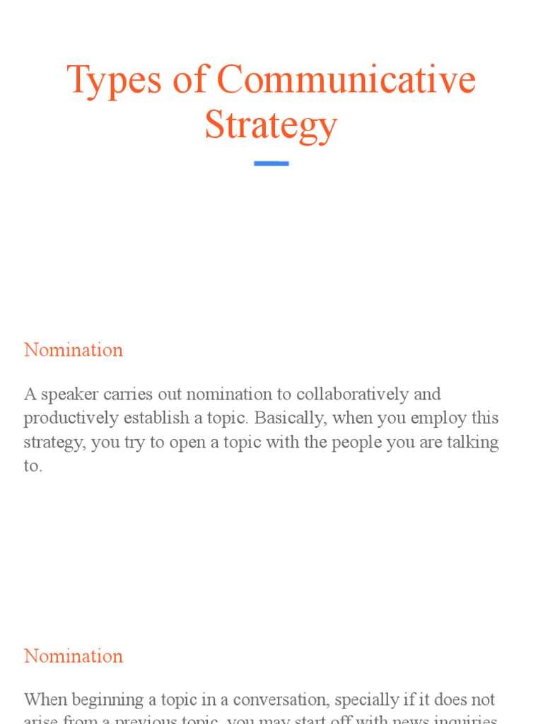 Lesson 6 - Types of Communicative Strategy | PDF