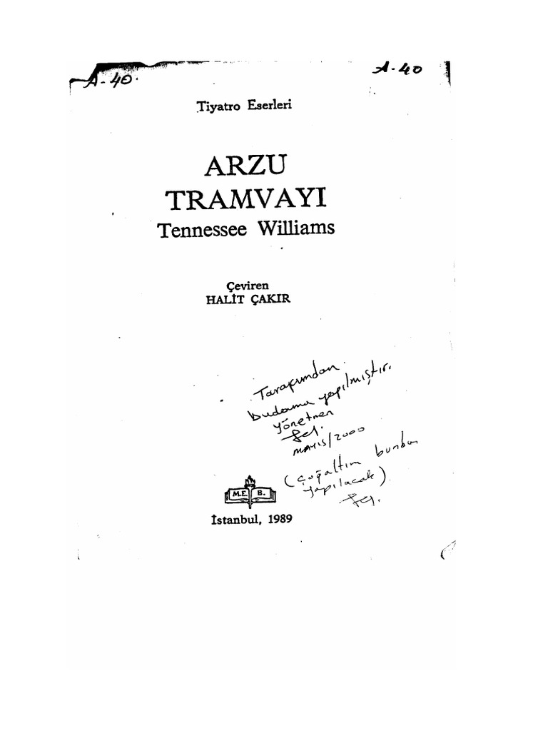 Tenessee Williams - Arzu Tramvayı | PDF