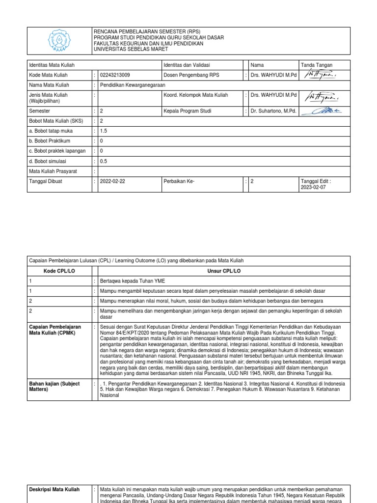 RPS PKn - SIAKAD - 2023 | PDF