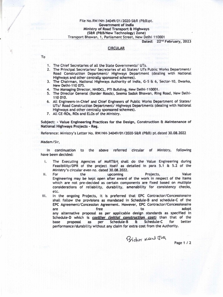 14 Circular DT 22.02.2023-Value Engg Practices | PDF