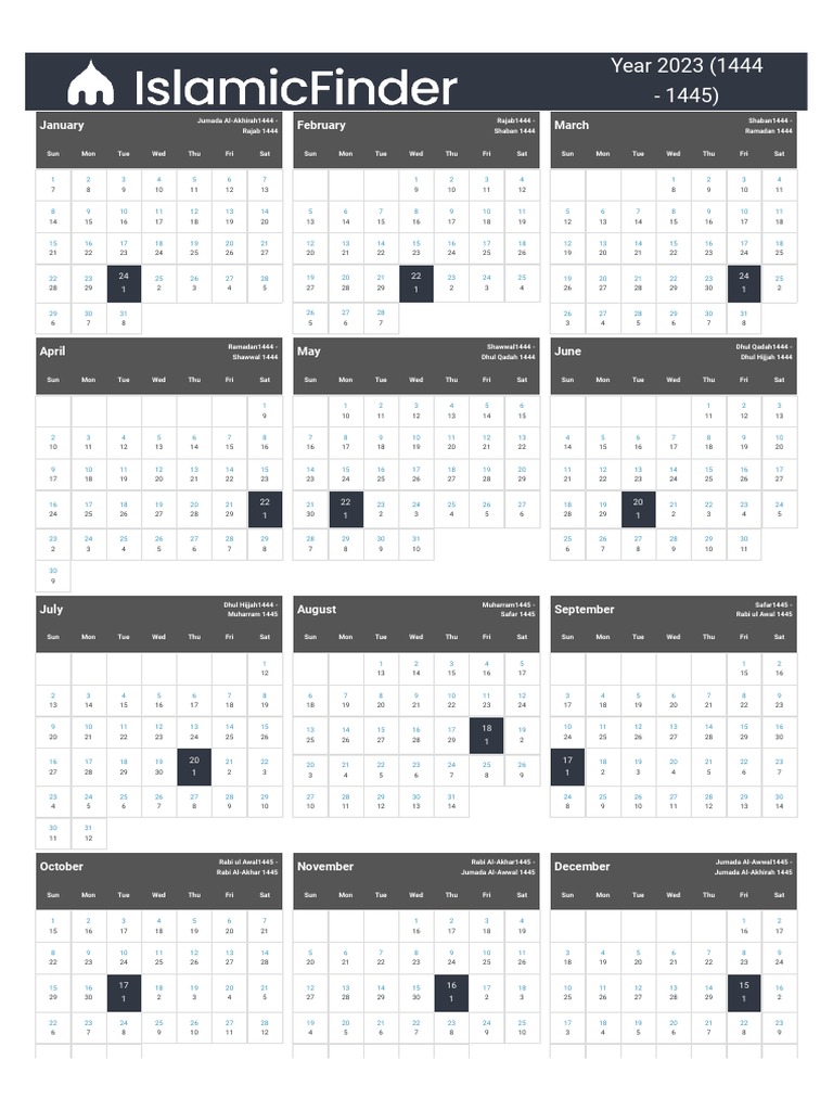 Monthly Islamic Calendar | PDF
