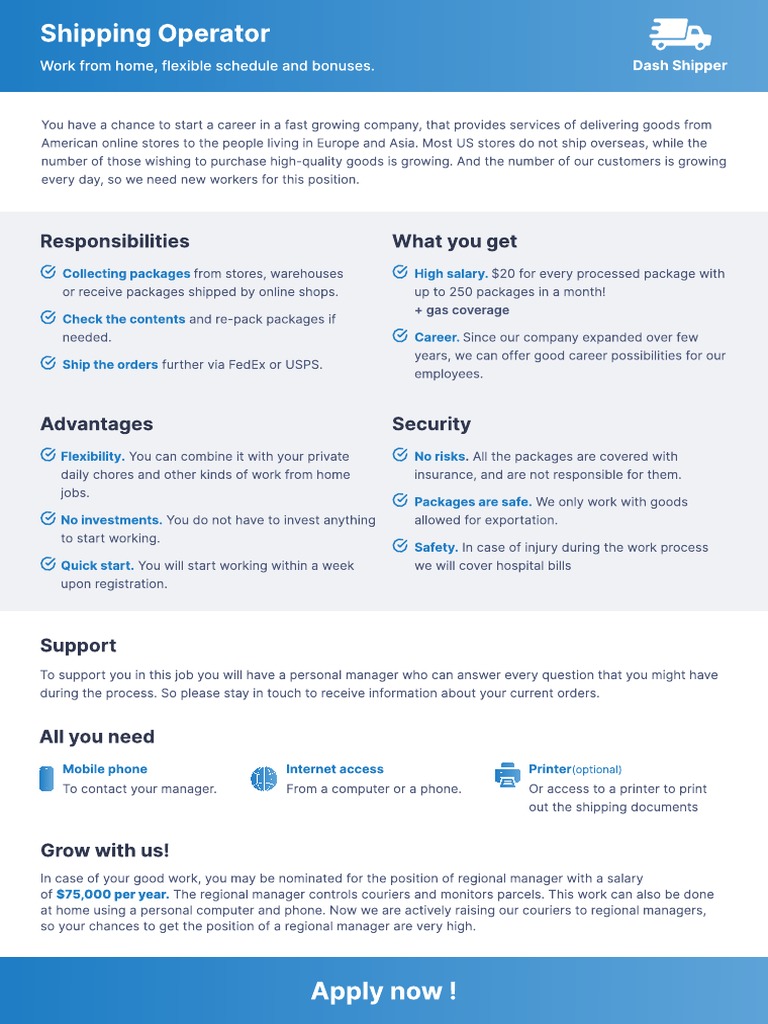 Remote Shipping Operator Job Opportunity | PDF | Courier | Economies