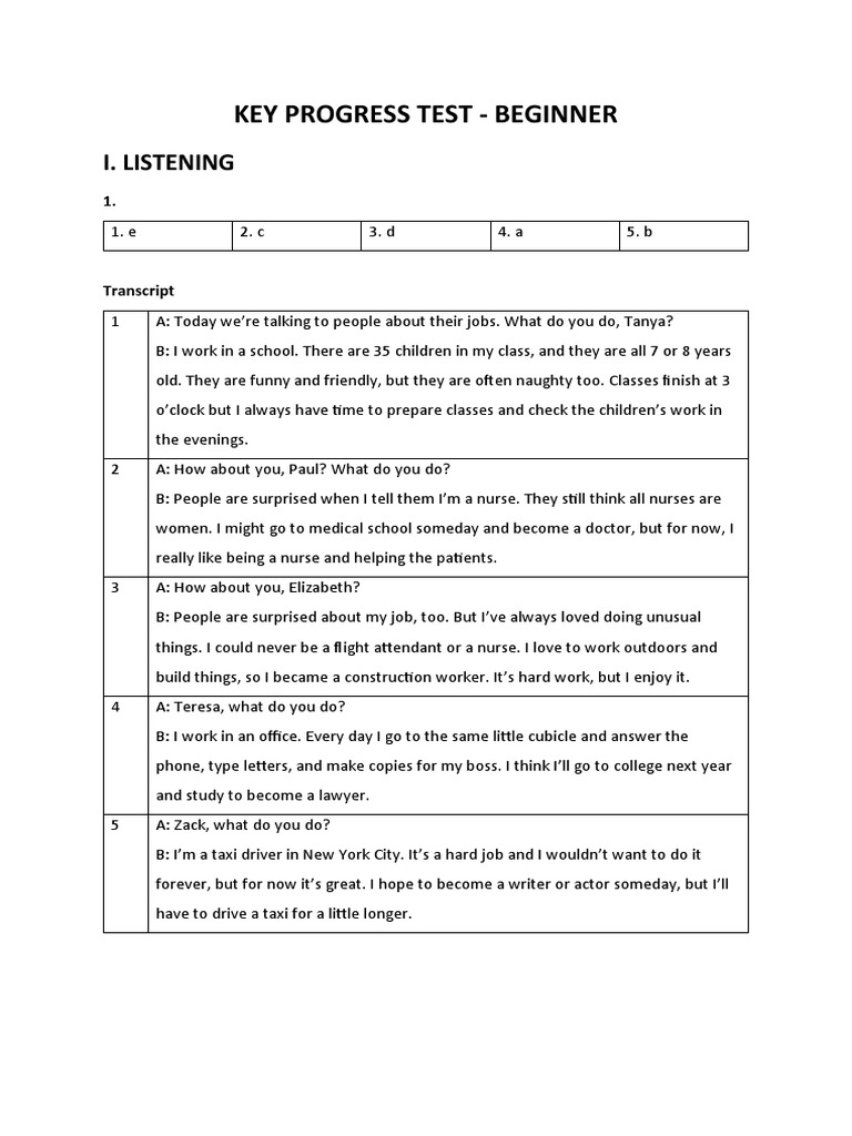 Key Progress - Beginner | PDF