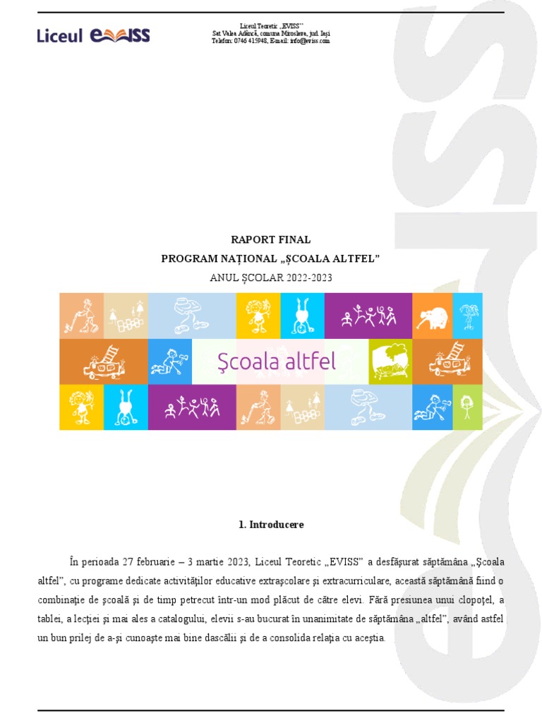 Raport Final - Școala Altfel | PDF