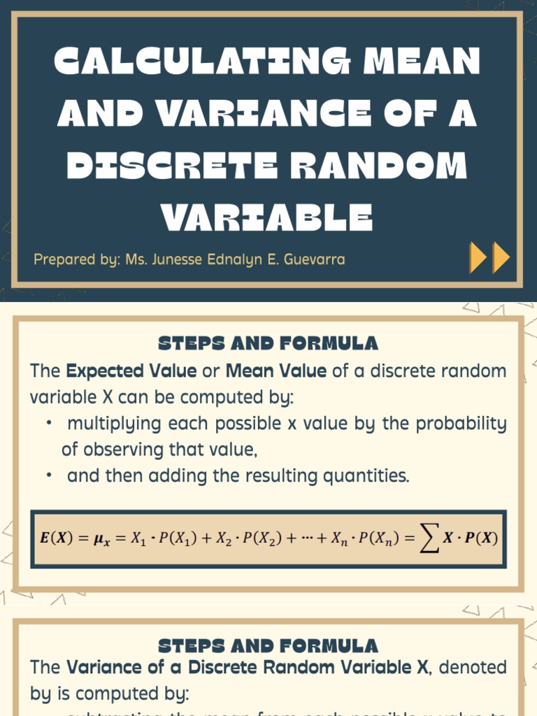 Calculating Mean and Variance of A Discrete Random Variable | PDF