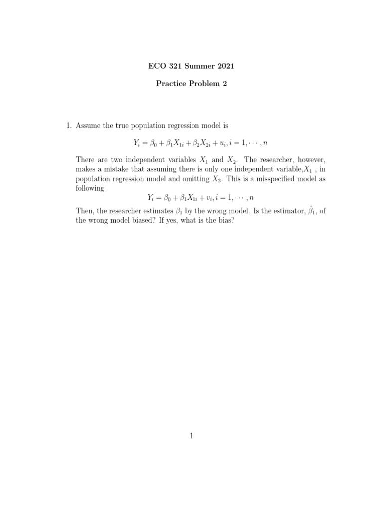 Practice Problem 2 | PDF | Regression Analysis | Scientific Method Practice Problem 2 | PDF | Regression Analysis | Scientific Method
