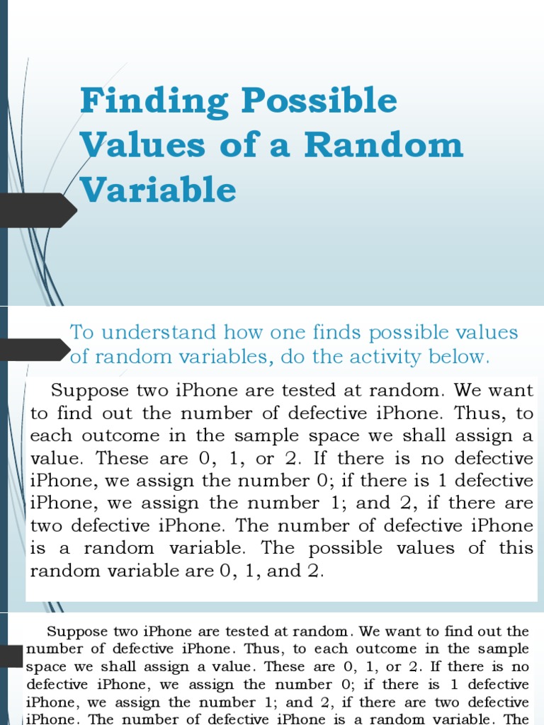 Finding Possible Values of A Random Variable | PDF | Random Variable ...