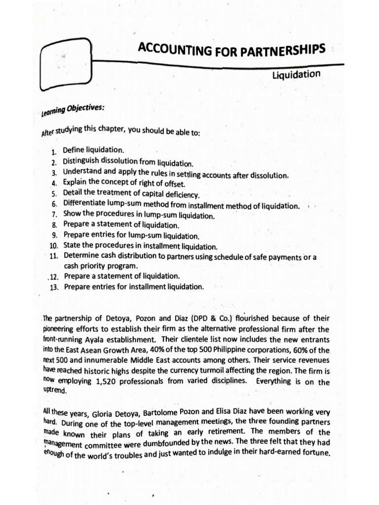 Liquidation 1 Pdf Partnership Book Value