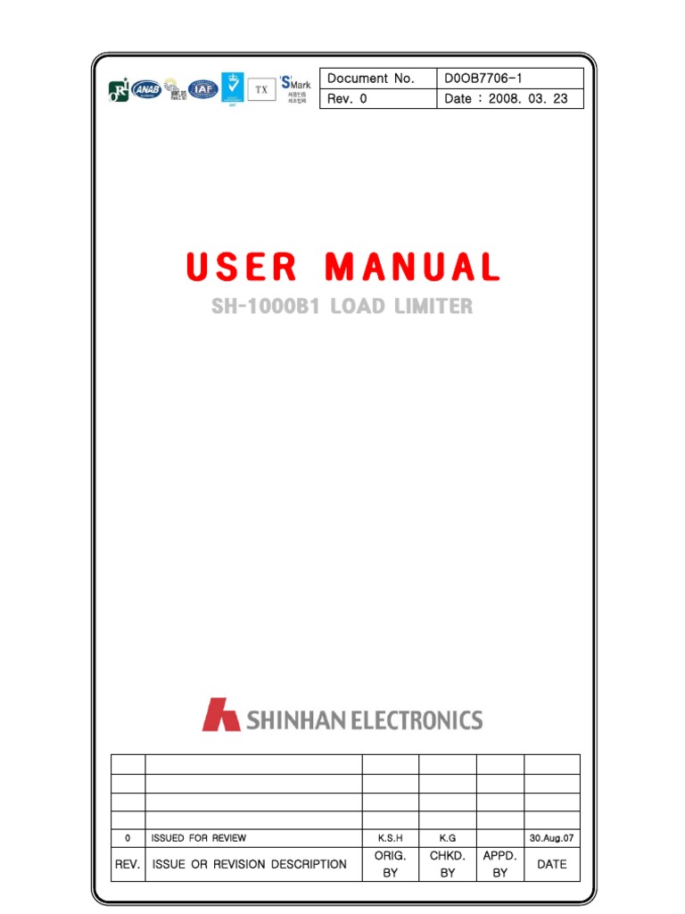 Load Cell Controller (Sh-1000b Manual (En) ) | PDF | Power Supply | Switch