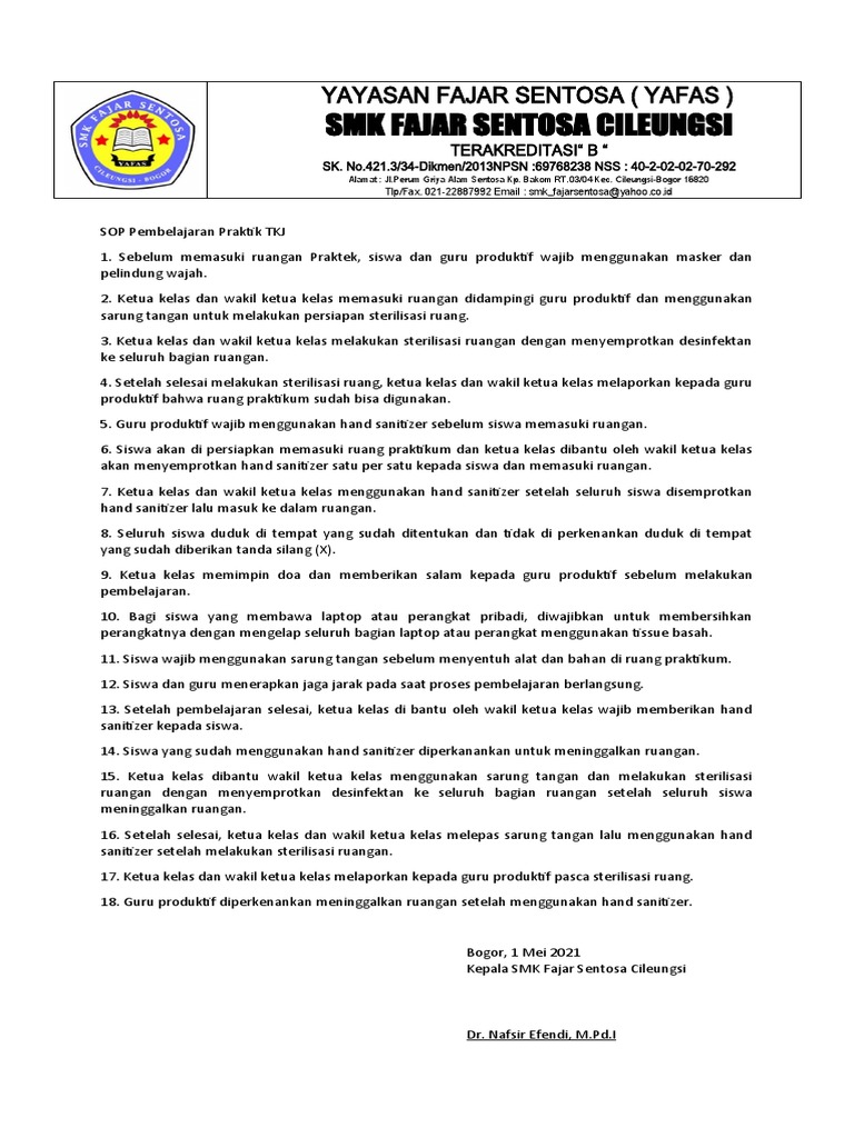 Sop Penggunaan Alat Praktikum-Tkj | PDF