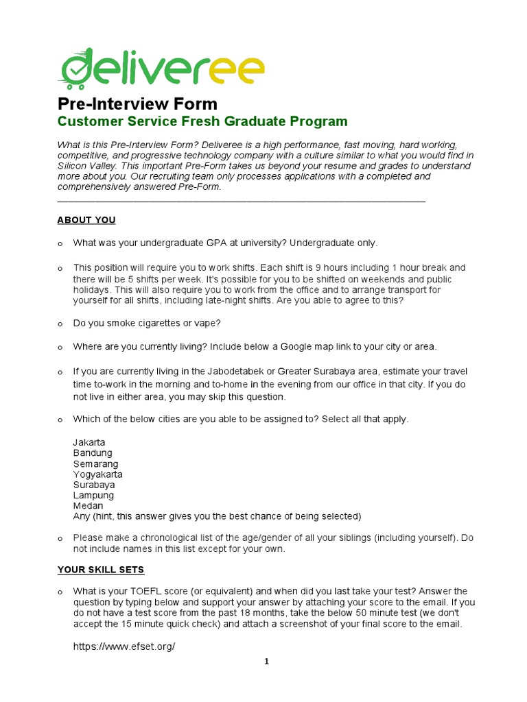 Pre-Interview CS Fresh Graduate Program | PDF