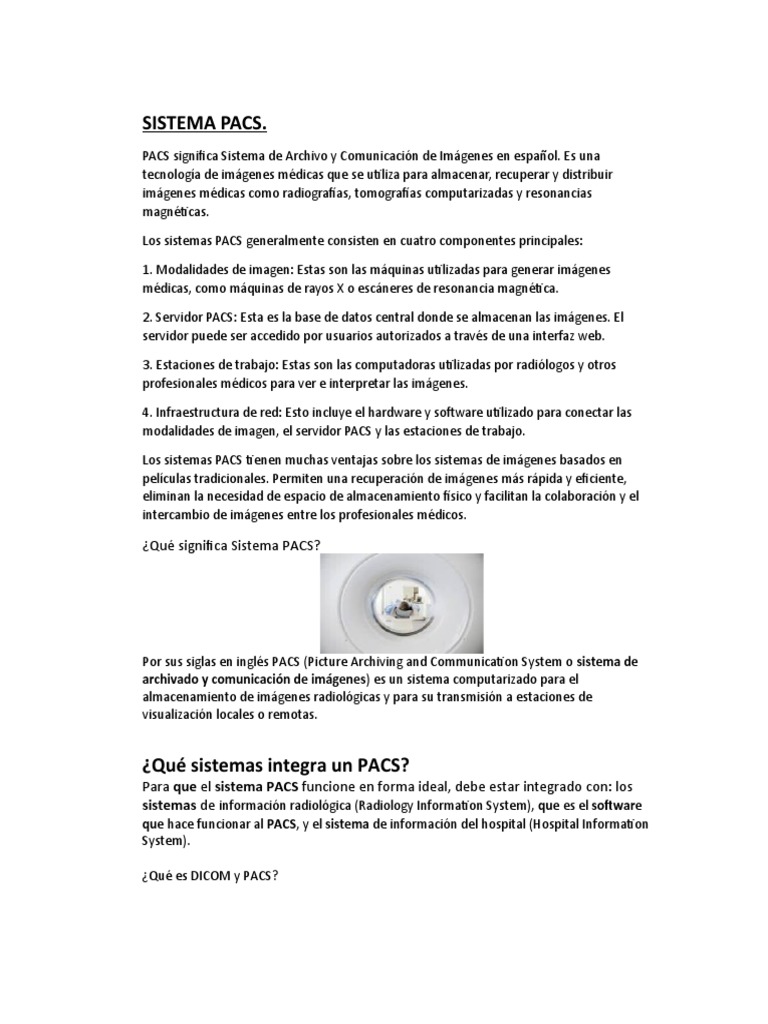 Sistema PACS en Radiología Médica | PDF | Imagenes medicas | Imágenes ...