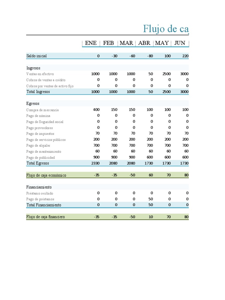 Flujo de Caja en Excel | PDF