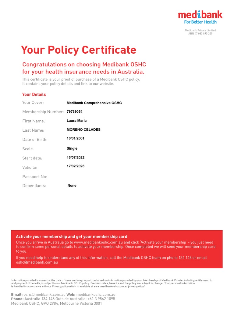 Your Policy Certificate | PDF