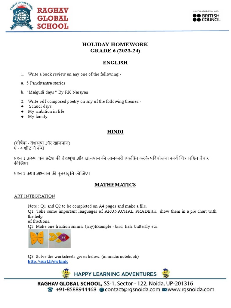 Grade 6 Holiday Homework Guide | PDF | Microsoft Power Point