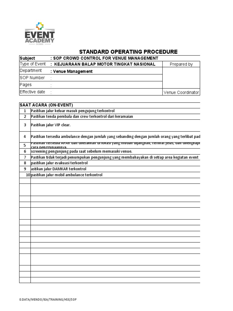 SOP Crowd Control untuk Event Balap | PDF