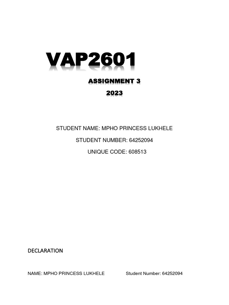 Vap2601 Assignment 3 2023 | PDF