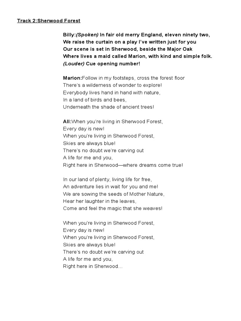 Robin and The Sherwood Hoodies Songs | PDF