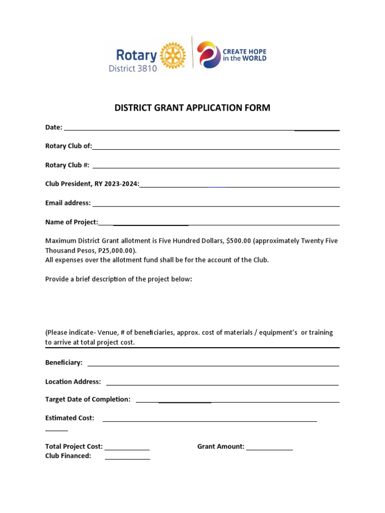 District-3810-District-Grant-Project-Proposal Form | PDF
