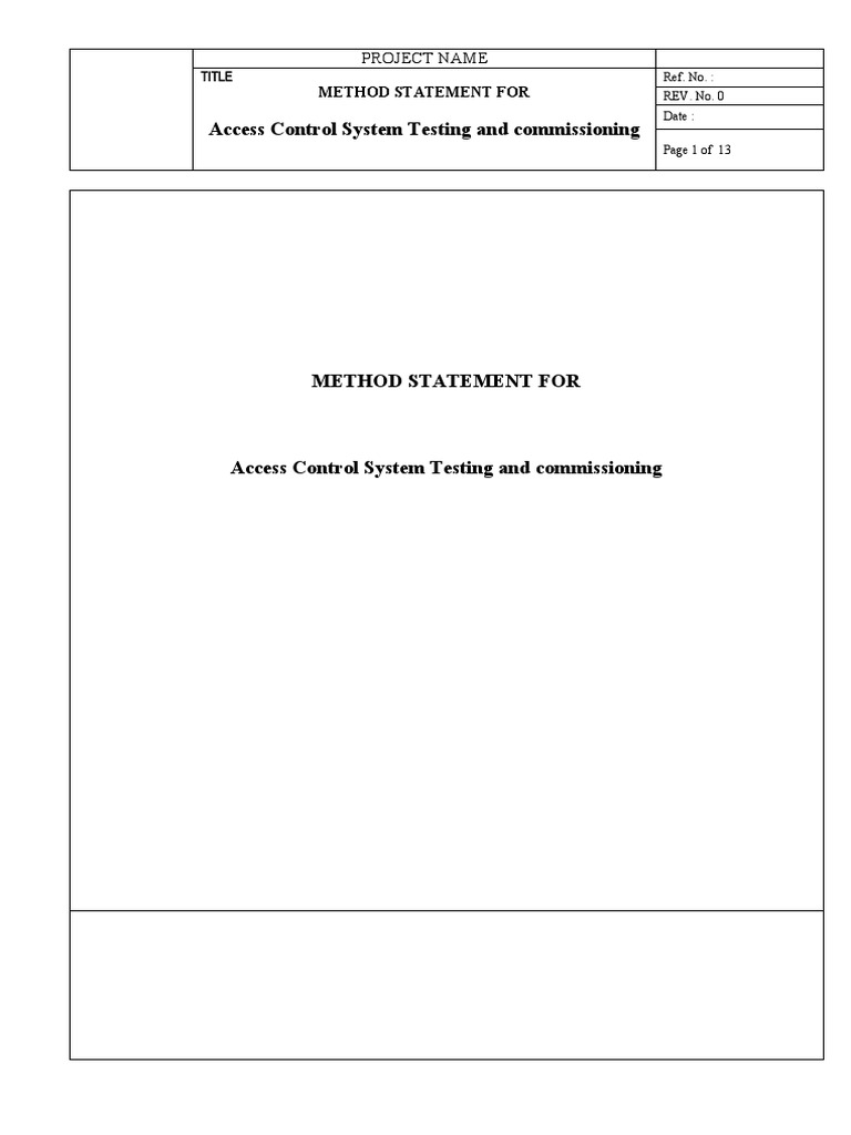 Method Statement For Testing and Commissioning of ACS | PDF