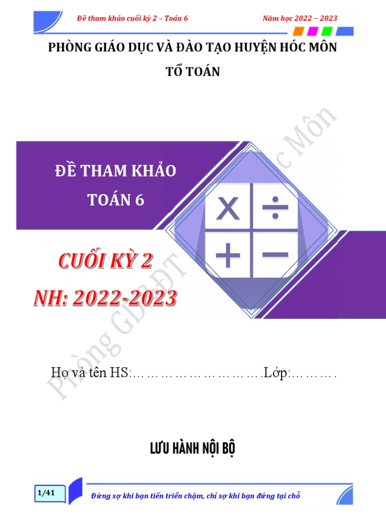 ĐỀ THAM KHẢO TOÁN 6 - CUỐI KỲ II - NH22.23 - HÓC MÔN | PDF