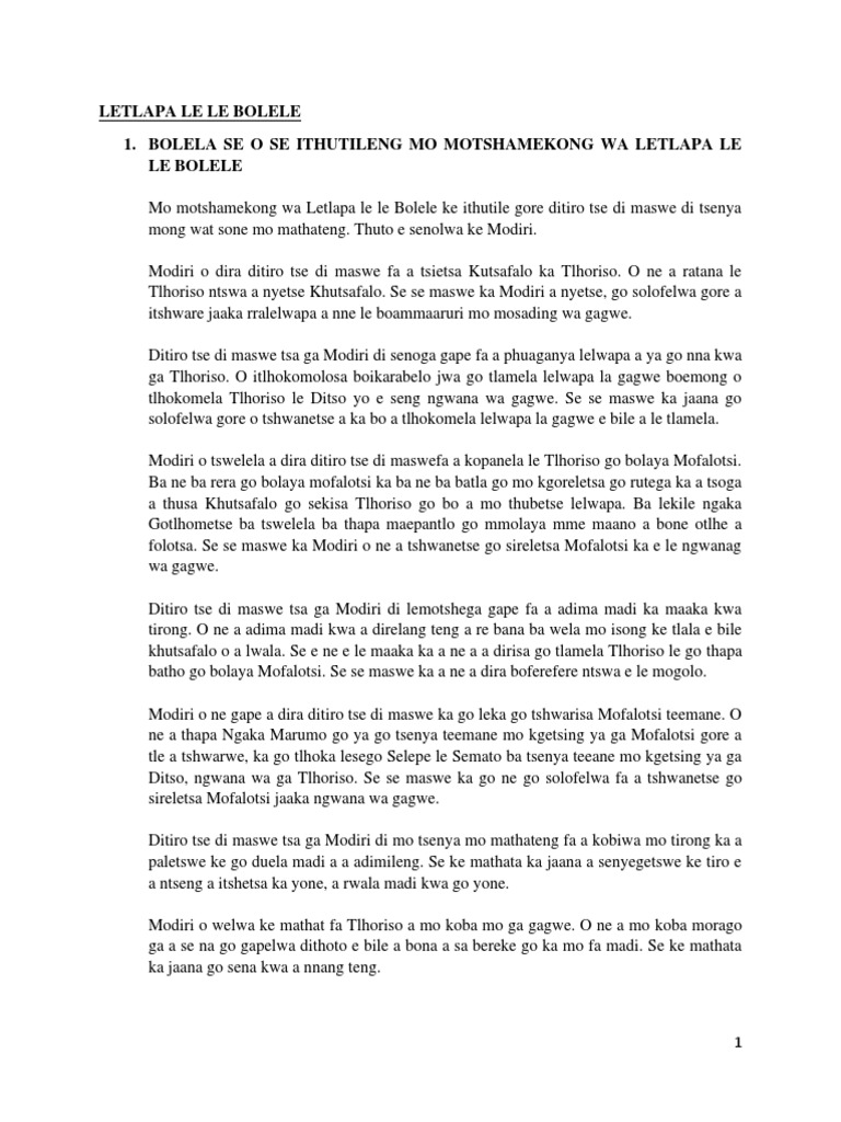 Letlapa Le Le Bolele | PDF