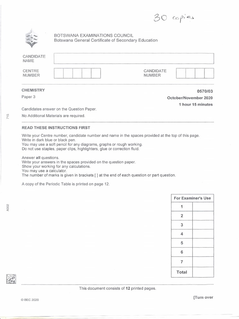 2020 BGCSE Paper 3 | PDF