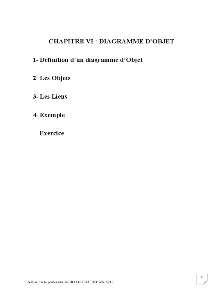 Diagramme d'Objet UML Explicatif | PDF