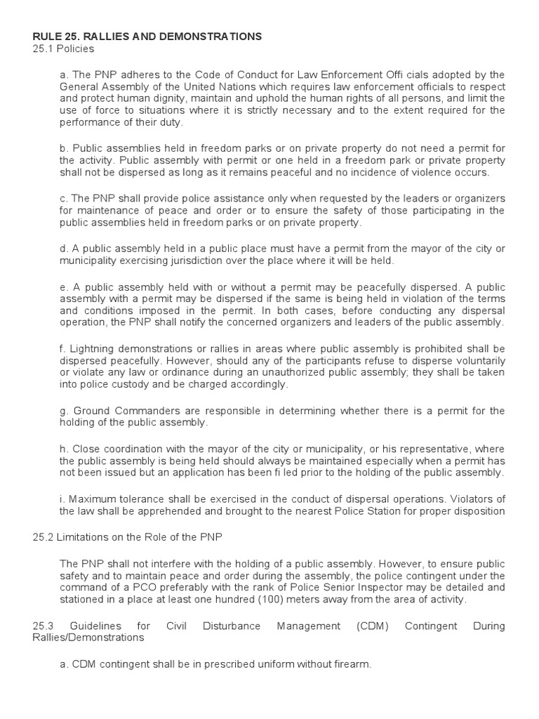 Rule 25 Rallies and Demonstrations | PDF