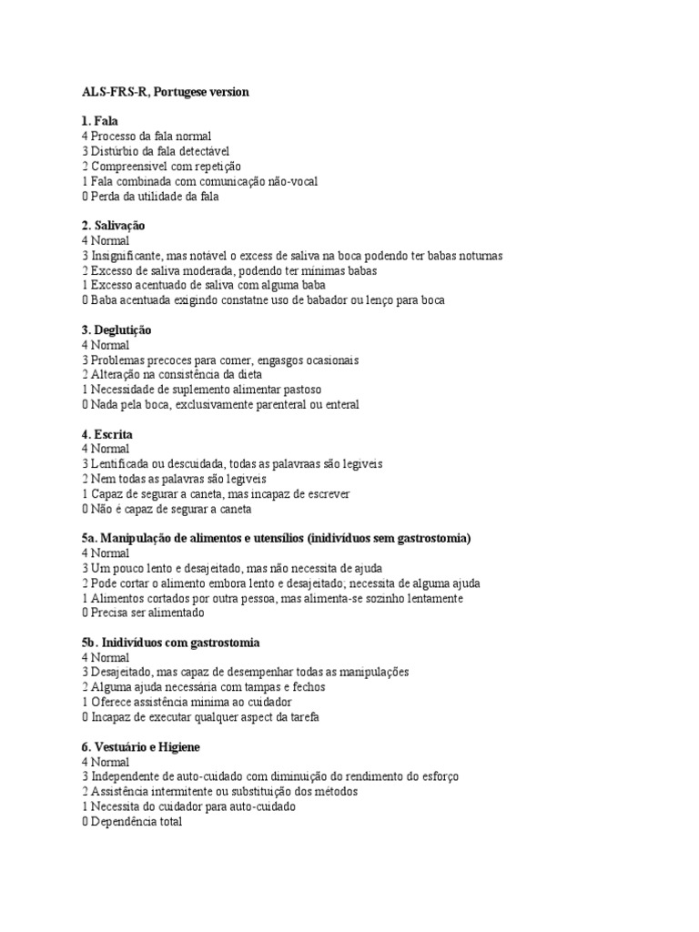Escala Alsfrs-R 2 | PDF | Especialidades médicas
