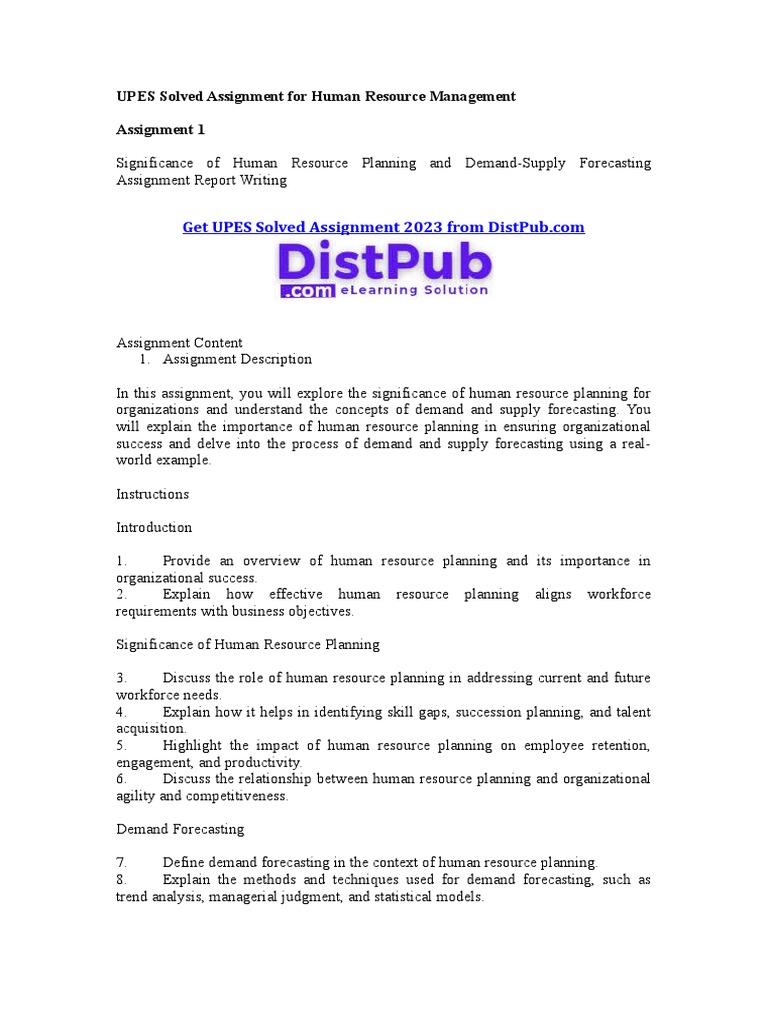 UPES Solved Assignment by DistPub For Human Resource Management | PDF