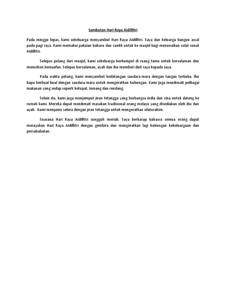 Sambutan Hari Raya Aidilfitri | PDF