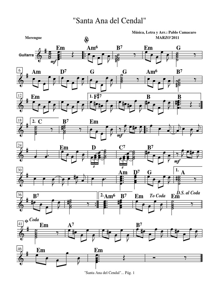 SANTA ANA DEL CENDAL (Guitarra Con El Solo) .Enc | PDF
