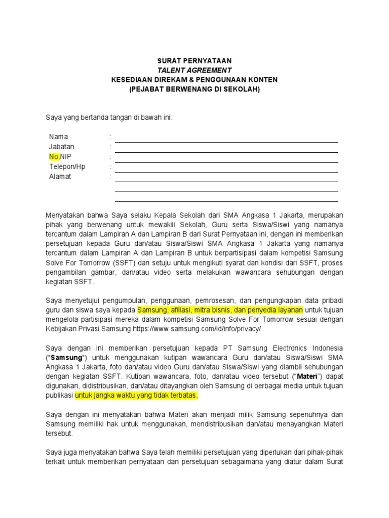 SSFT - Consent Letter | PDF