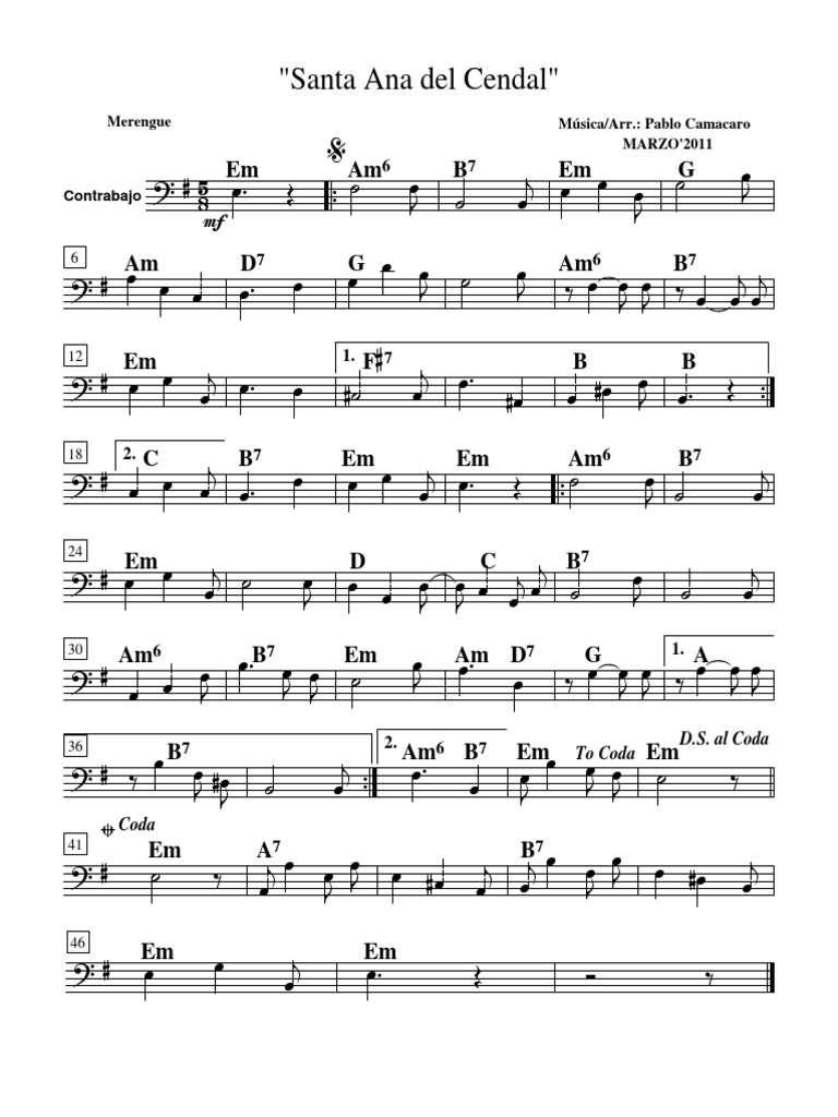 Santa Ana Del Cendal, Bajo y Cifrado | PDF