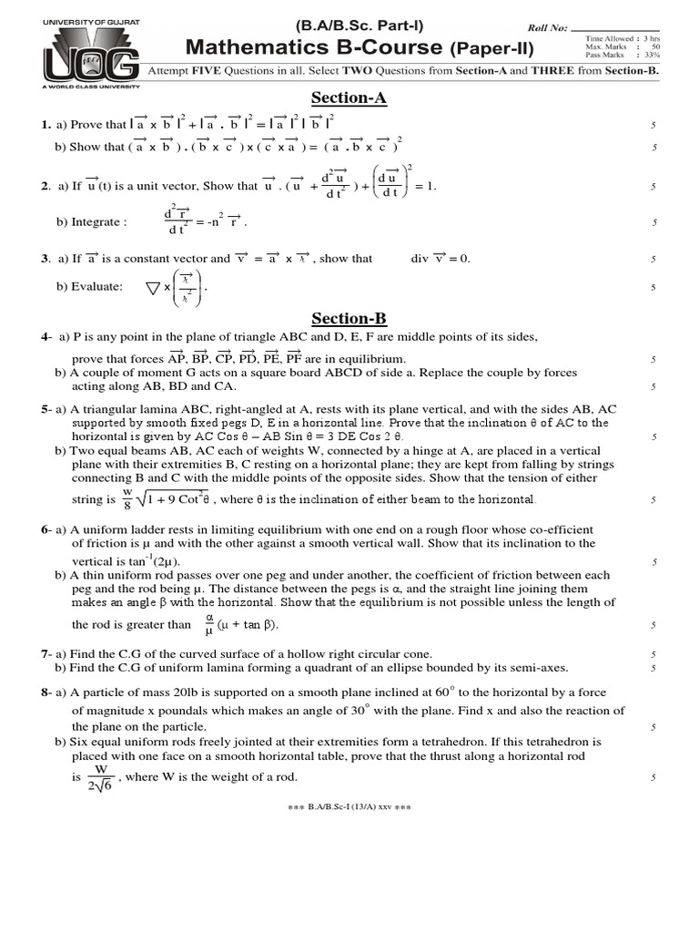 Mathematics B-Course (Paper-II) Set I | PDF