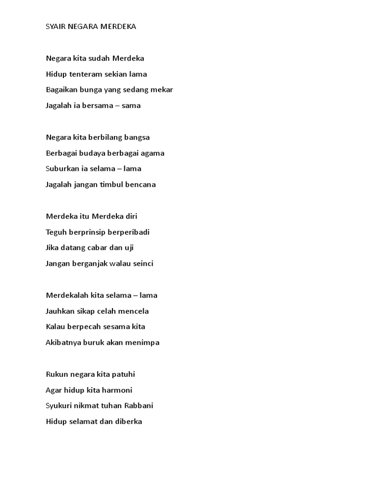 Syair Negara Merdeka | PDF