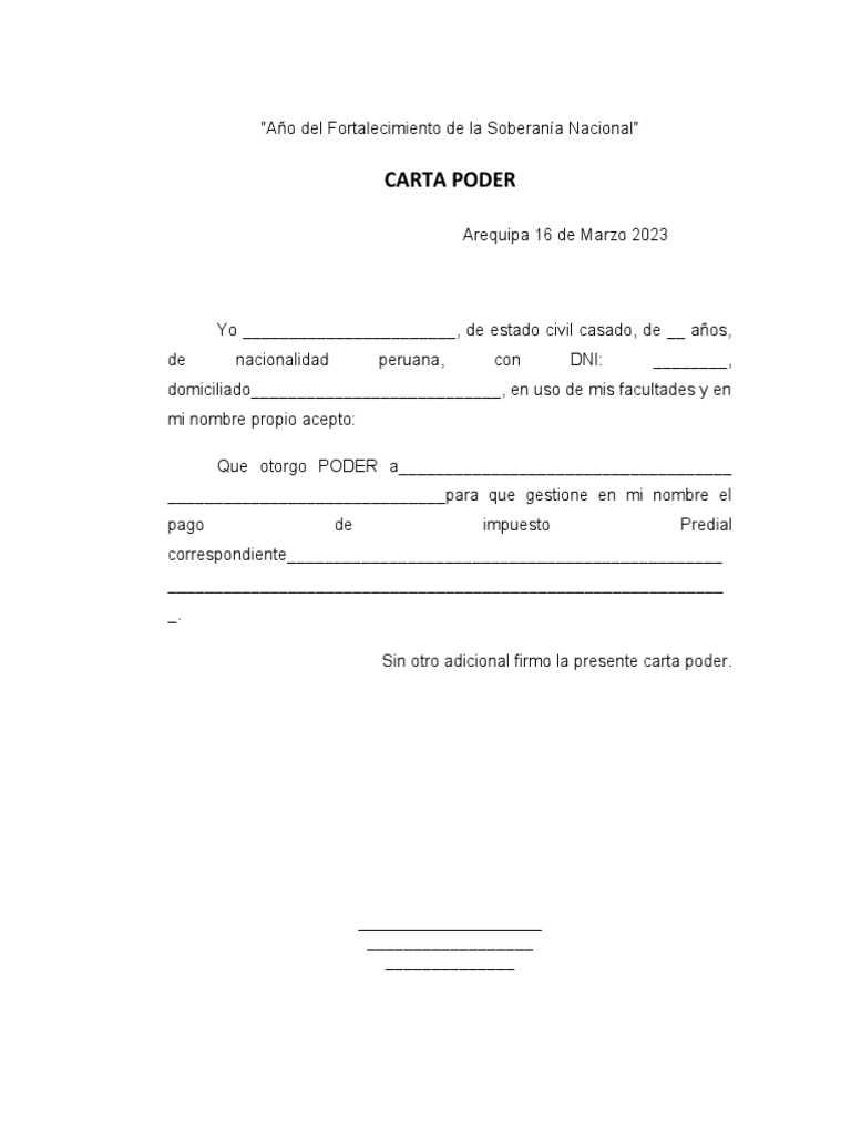 CARTA PODER Impuesto Predial | PDF