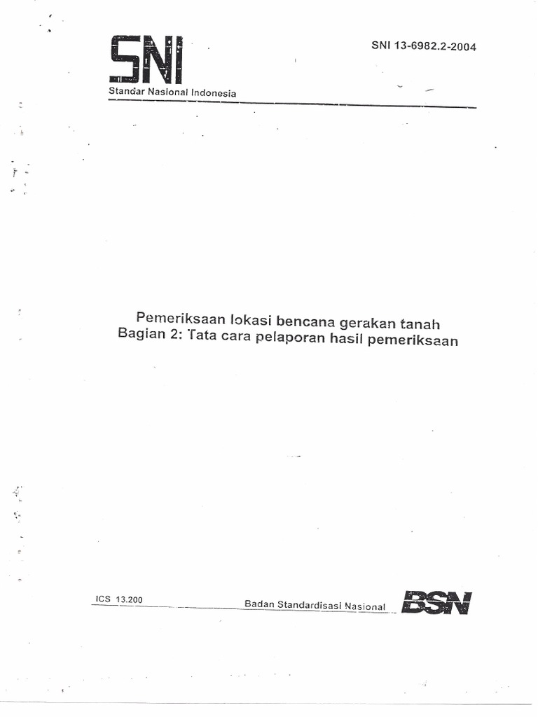 SNI Pemeriksaan Gerakan Tanah Bagian 2 | PDF